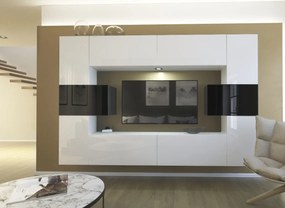 Ral Obývací stěna LUCY 4, 240 cm - Bílo/černý lesk