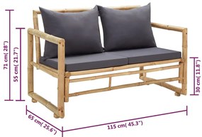 vidaXL Marketos Zahradní lavice s poduškami 115 cm bambus