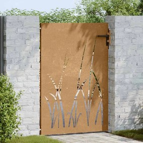 Zahradní branka 85 x 125 cm z cortenové oceli, design s trávou 153222