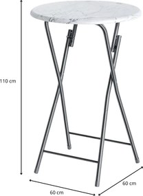 Cateringový skládací barový stůl MARLE 60 cm mramorově bílý