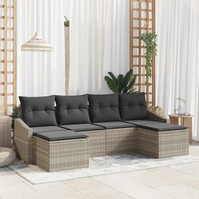 Set pohovek 6 ks Světle šedá polyratan 3346832