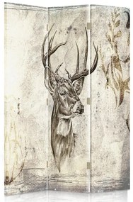 Ozdobný paraván, Elegantní jelen - 110x170 cm, třídílný, klasický paraván