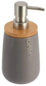 Dávkovač mýdla Attolico, šedá/s dřevěnými prvky as prvky v barvě nerez, 410 ml