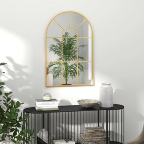 HOMCOM nástěnné zrcadlo okenní zrcadlo 91 x 60 cm dekorativní s kovovým rámem závěsné zrcadlo do obývacího pokoje ložnice ve zlaté barvě | Aosom.de