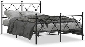 Kovový rám postele s hlavovým a nožním čelem černý 120 x 200 cm