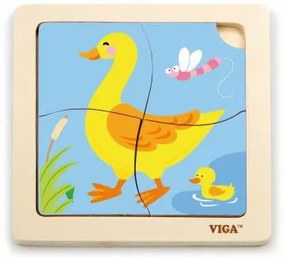 Viga Dřevěné puzzle 4 dílky - kachna