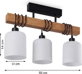 Brilagi - Přisazený lustr WOOD GLASS 3xE27/60W/230V borovice/černá/bílá
