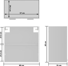 vidaXL Marketos Závěsná skleněná skříňka "Lyon" lesklá bílá 60 x 31 x 60 cm, dřevěné podlahy