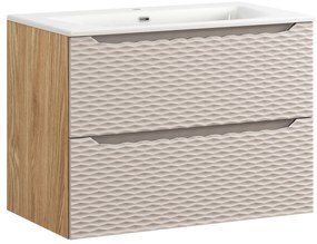 Comad Koupelnová skříňka s keramickým umyvadlem Ocean Beige 80 cm - béžová