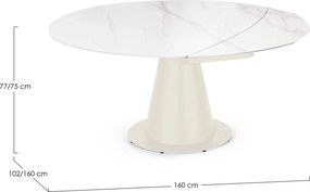 BIZZOTTO Kulatý rozkládací jídelní stůl JAMI krémový 160cm 0731293