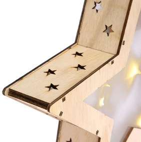 Nexos  65861 Vánoční dřevěná hvězda s 3D efektem, 8 LED
