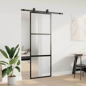 Posuvné dveře se sadou kování černé 76x205 cm Tvrzené sklo 3375912