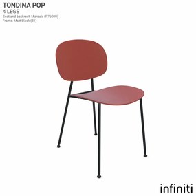 Židle Tondina Pop Barva kovové konstrukce: Matt black 31, Barva sedáku a opěradla z recyklovaného plastu: Marsala IP7608U
