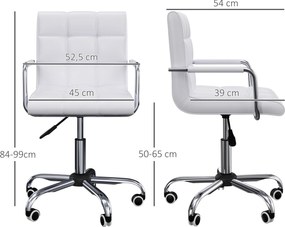 Kancelářská židle HOMCOM výškově nastavitelná 84-99H cm ergonomická otočná židle manažerská židle pro kancelář a domácí kancelář PU bílá | Aosom.de