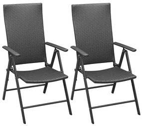 Stohovatelné zahradní židle 2 ks polyratan černé - Default Title
