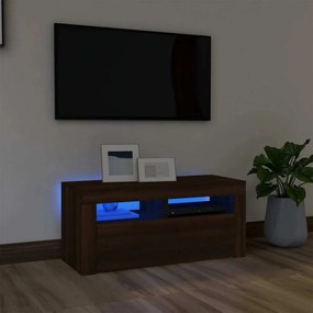 vidaXL TV skříňka s LED osvětlením 90 x 35 x 40 cm [815691] Barva: hnědý dub