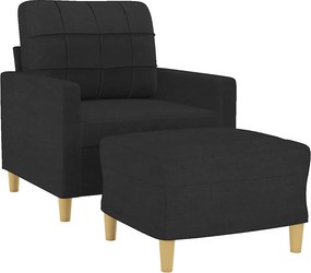 Křeslo s podnožkou černé 60 cm textil 3200997