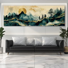 Obraz na plátně - Zlaté horské štíty FeelHappy.cz Velikost obrazu: 150 x 50 cm