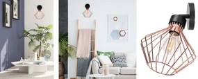 Toolight - Nástěnná lampa 1xE27 392180, růžové zlato-černá, OSW-08559