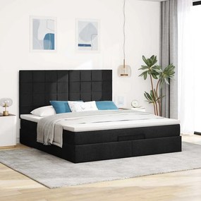 Osmanský rám postele s matrací černá 180x200cm textil 3314026