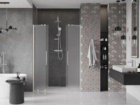 Mexen Velar Duo, posuvné sprchové dveře do otvoru 140 cm, 8mm sklo námraza, broušená ocel, 871-140-000-32-97