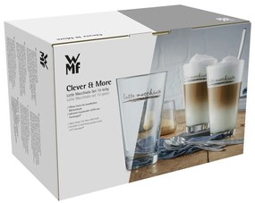 Skleněné hrnky se lžičkami ve stříbrné barvě v sadě 6 ks 280 ml – WMF