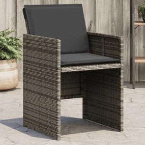 Zahradní židle s poduškami 4 ks polyratan šedé