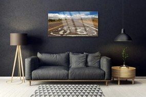 Obraz na skle Cesta na Poušti Dálnice 125x50 cm
