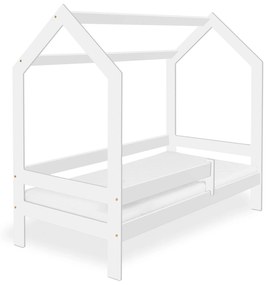 Dětská postel DOMEČEK D3 bílá 80 x 160 cm Rošt: Bez roštu, Matrace: Matrace COCO 10 cm, Úložný box: S úložným boxem borovice