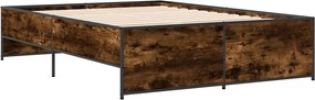 Rám postele kouřový dub 135 x 190 cm kompozitní dřevo a kov 3279904