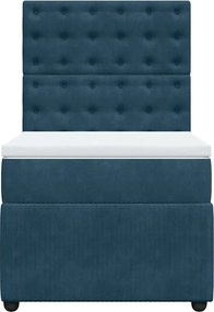 Box spring postel s matrací modrá 90 x 190 cm samet 3294530