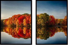 Obraz Plakáty V Rámu 53x73 cm Diptych Sada 2 obrazů Stromy Podzim P2033