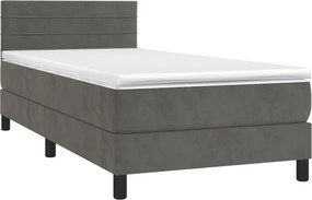 Box spring postel s matrací tmavě šedá 100x200 cm samet 3141348