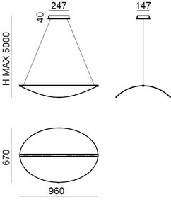 Stilnovo 8169 Diphy_icon, závěsné svítidlo, 54W LED 3000K stmívatelné DALI, 96x67cm