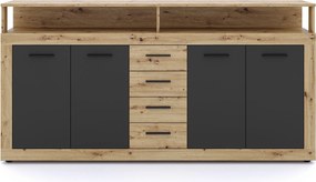 Komoda Luna 190 cm dub Artisan/černá