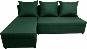 Rohová rozkládací sedací souprava do L VELORIA, 200 cm, s úložným prostorem Roh pohovky: Levý roh, Barva látky Kronos: Smaragdově zelená (Kronos 19)