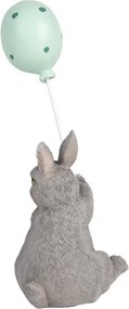 Dekorace šedý králík s modrým balónkem - 7*6*18 cm