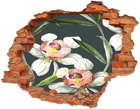 Wallmuralia Nálepka díra na zeď beton Květinový vzor 90x70 cm