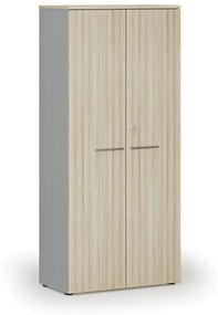Kancelářská skříň s dveřmi PRIMO GRAY, 1781 x 800 x 420 mm, šedá/dub přírodní