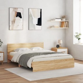 Rám postele s čelem a LED osvětlením dub sonoma 160 x 200 cm 3207597