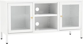 TV stolek bílý 105 x 35 x 52 cm ocel a sklo 336059