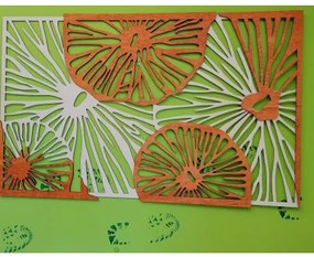 Vyřezávaný obraz na stěnu z dřevěné překližky orange 3D efekt KODJAK  l SENTOP PR0299 5 casti