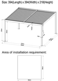 Hliníková bioklimatická pergola s lamelami BestBerg BBP-16G / 4 x 4 m / šedá