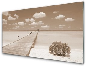 Obraz na skle Moře Most Krajina 140x70 cm