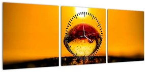 Obraz skleněné kapky (s hodinami) (90x30 cm)