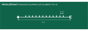 Venkovní osvětlení Šiška barevná, 20 LED Filament žárovky, prodloužení