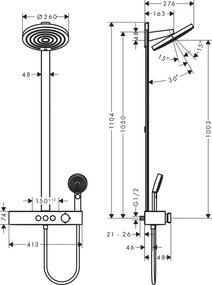 Hansgrohe Pulsify S - Showerpipe 260 2jet s termostatem ShowerTablet Select 400, černá matná, HAN-24240670