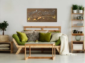 Li-Go "Hory s ptáky a jezerem" světelný obraz 230V 130x60cm provedení povrchu: dub světlý