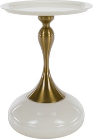 Příruční stolek, bílá Ivory/zlatá, FEJ