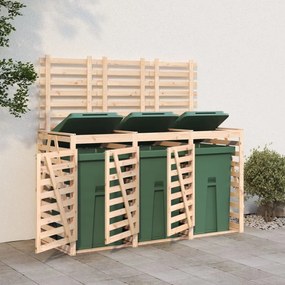 Úložný box na tři popelnice masivní borové dřevo 3157691